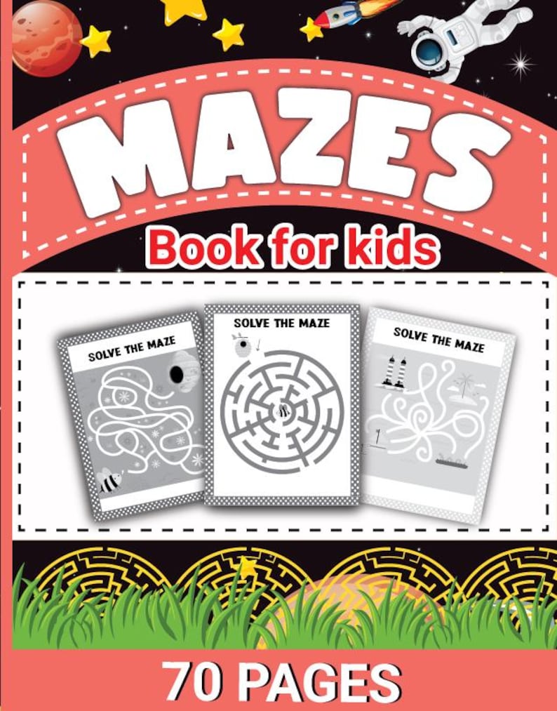 70 Pages of Maze Puzzle Activity Coloring Pages for Kid's and Adult's ...
