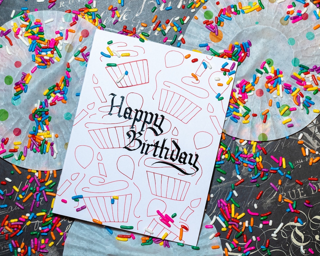 Calligraphy Happy Birthday Card, Design Options, for Special Occasions ...