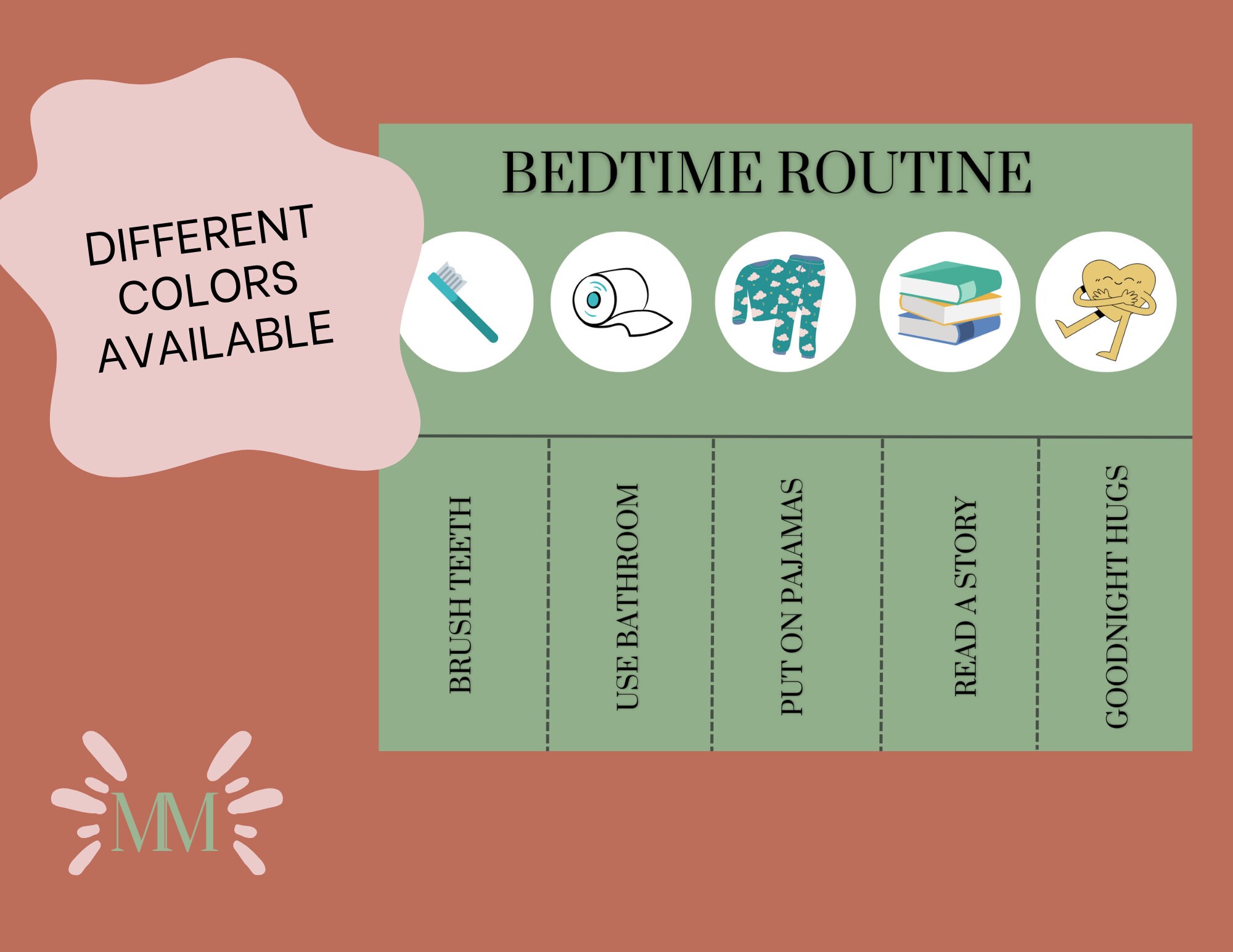 Printable Kids Bedtime Routine Chore Chart | Easy Editable Template ...