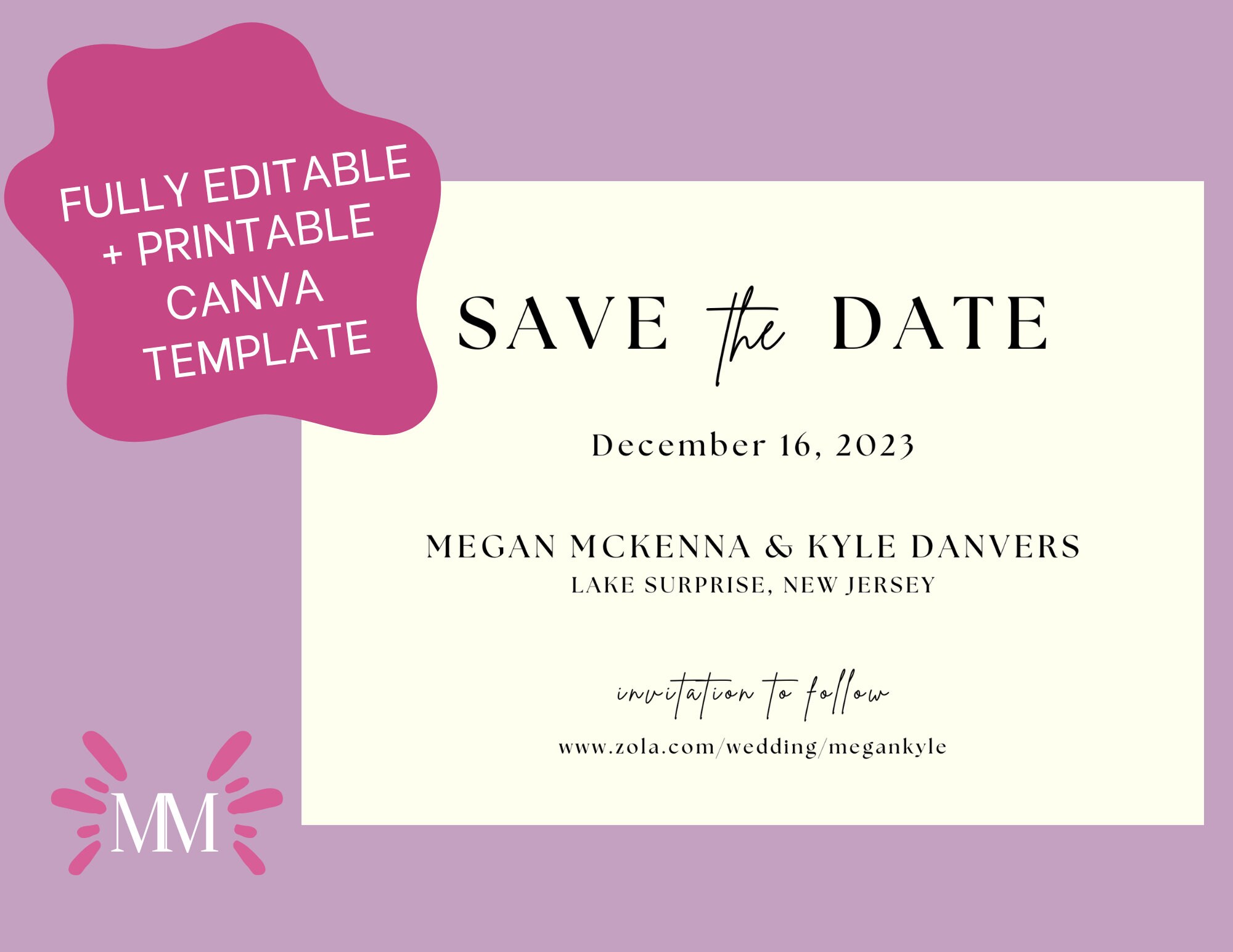 Simple Elegant Save The Date Wedding Invitation Editable Etsy