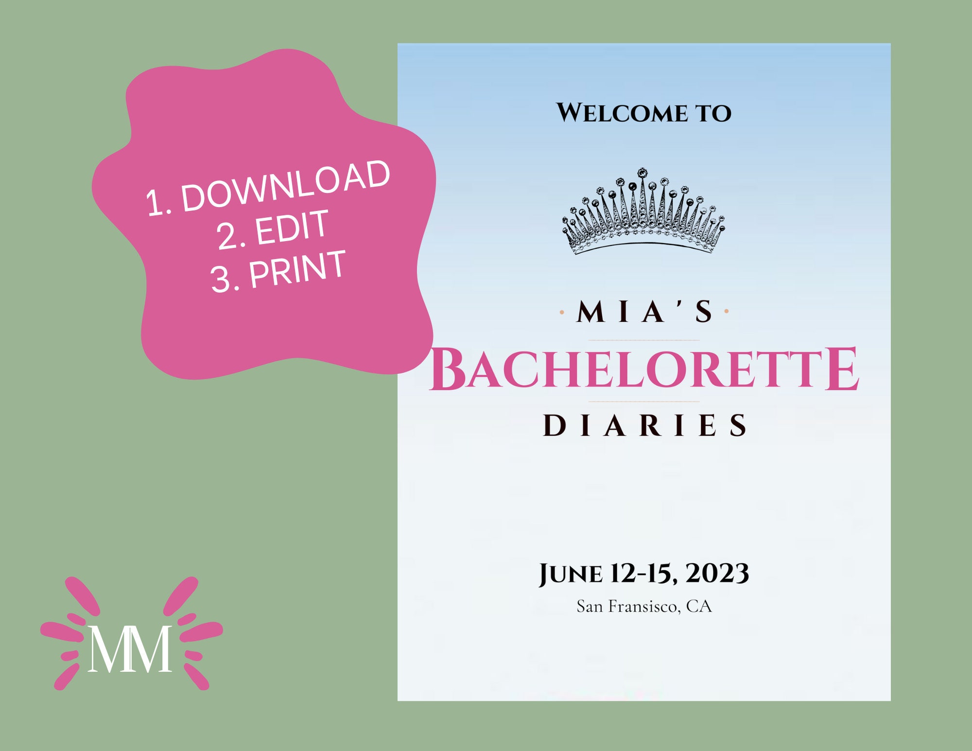 Princess Diaries Bachelorette Bridal Shower Sign Editable, Printable ...