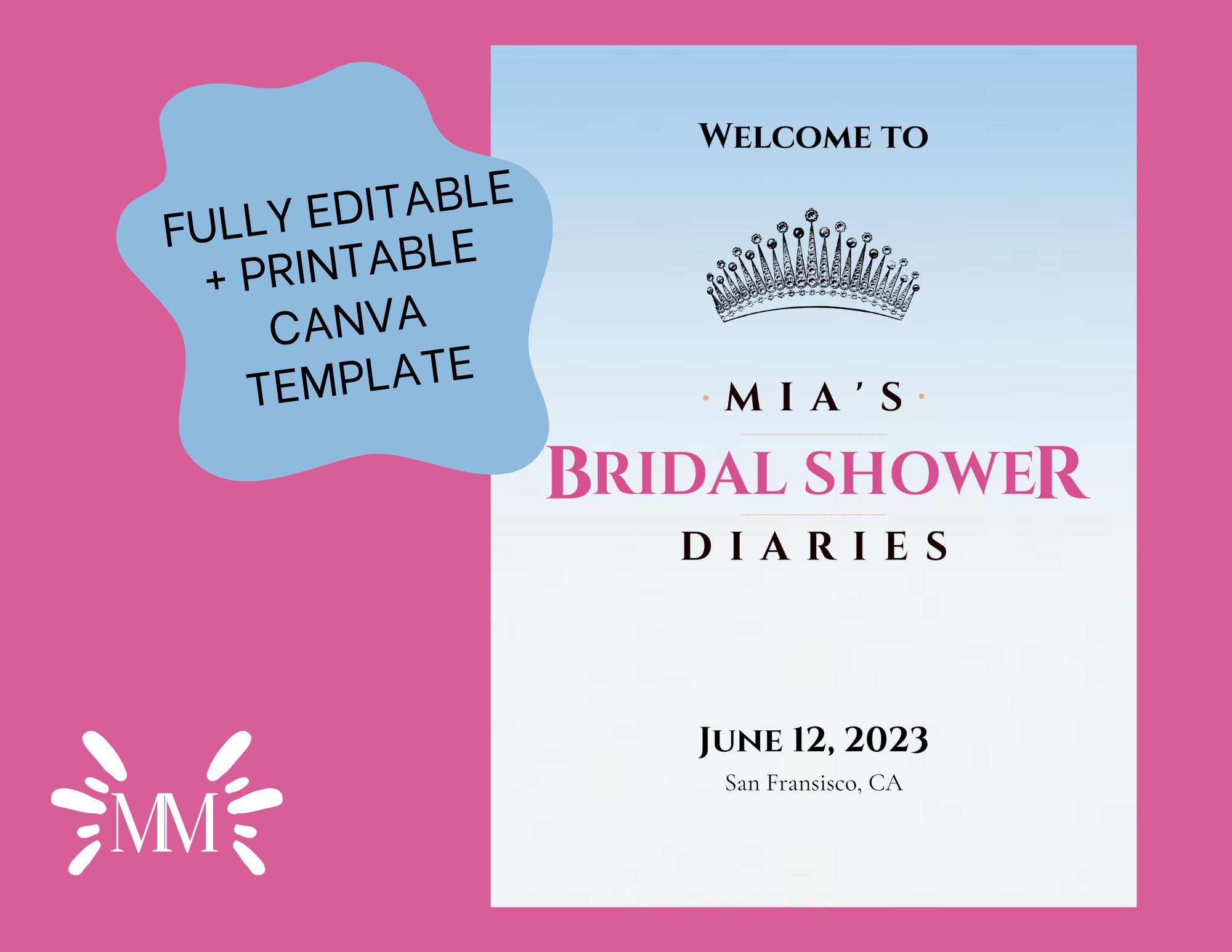 Princess Diaries Bachelorette Bridal Shower Sign | Editable, Printable ...