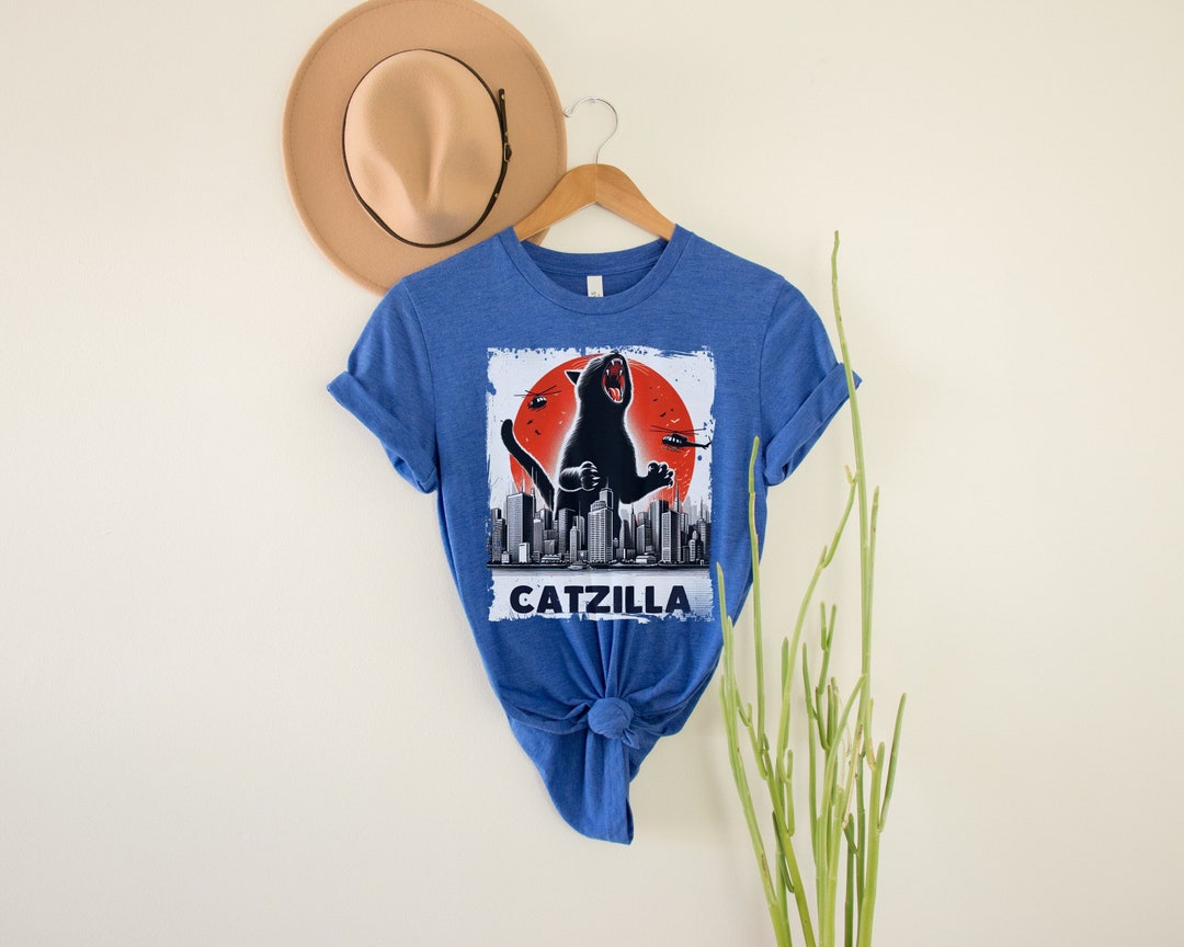 Catzilla T-shirt, Funny Cat Lover T-shirt, Giant Cat Graphic Tee ...