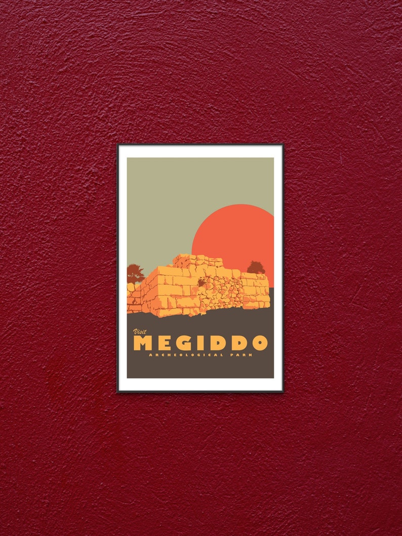 Megiddo, Bible Art, Holy Land Art, Travel Poster, Travel Art, Bible ...