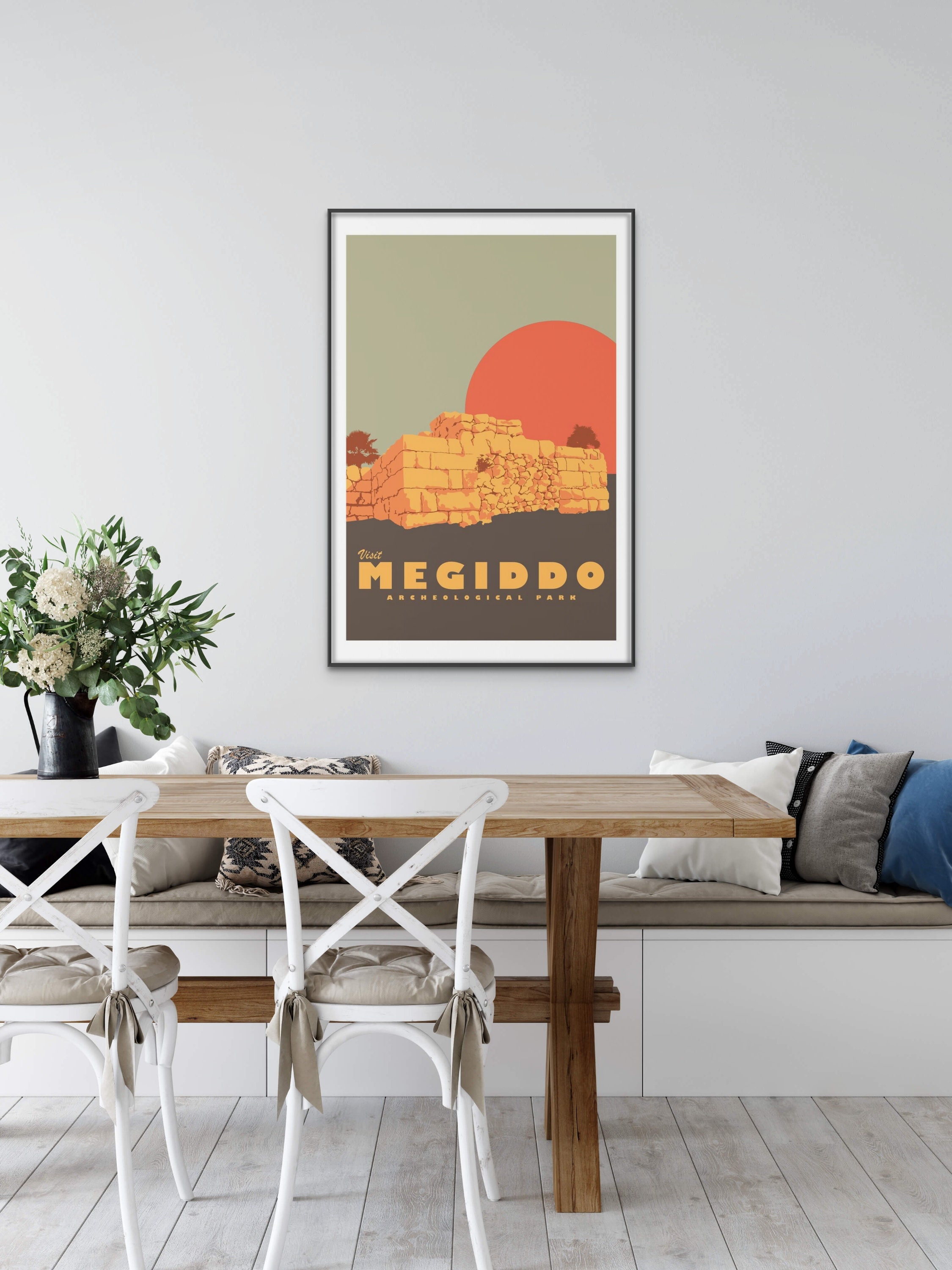 Megiddo, Bible Art, Holy Land Art, Travel Poster, Travel Art, Bible ...