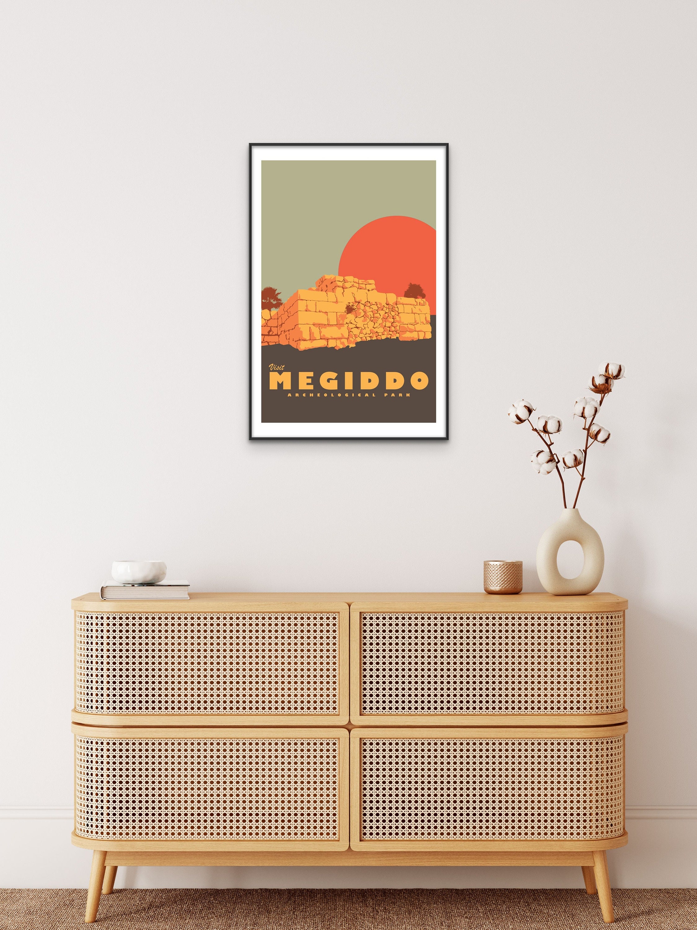 Megiddo, Bible Art, Holy Land Art, Travel Poster, Travel Art, Bible ...