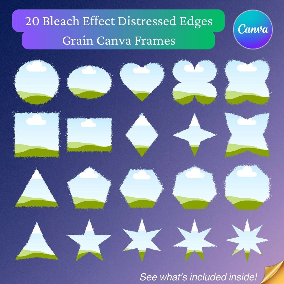 20 Bleach Effect Distressed Edges Grain Canva Frames. Editable Drag and ...