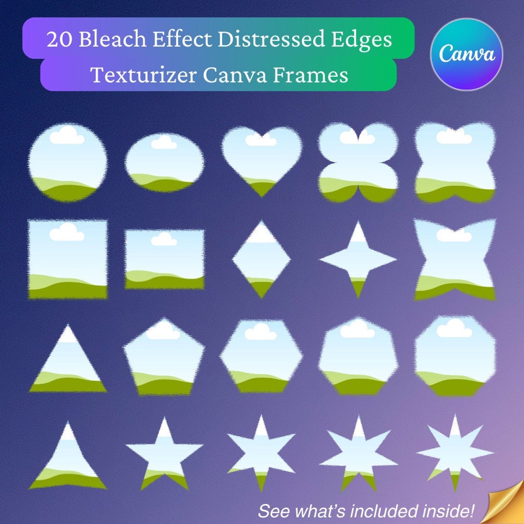 20 Bleach Effect Distressed Edges Texturizer Canva Frames. Editable ...