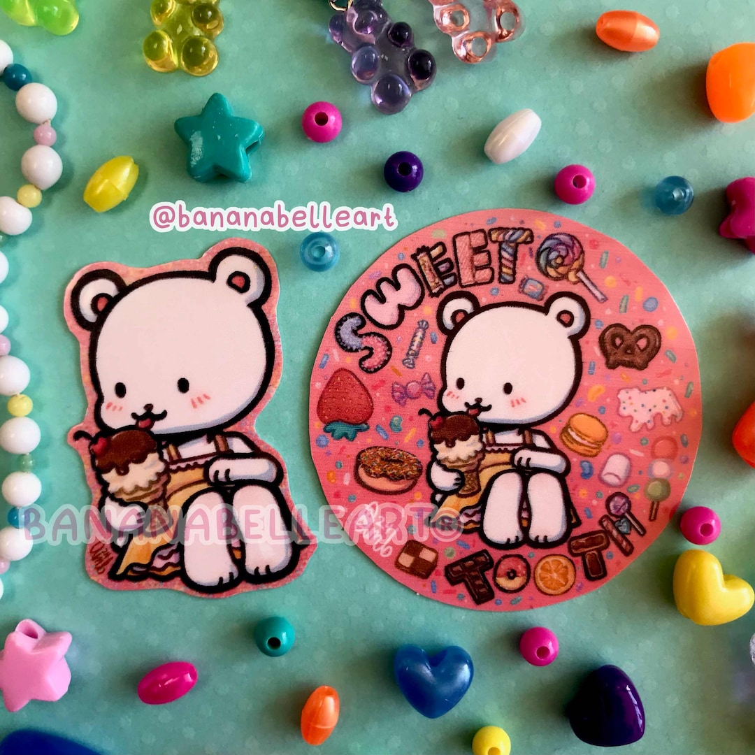 Sweet Tooth Bear Sticker- Colorful, Cute, and Homemade Stickers ...