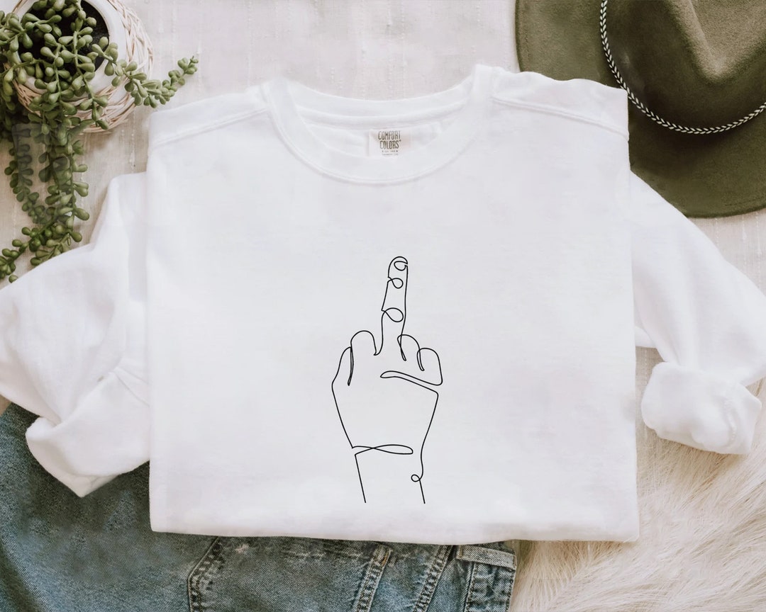 Middle Finger Sweatshirt, Elegant Finger Sweatshirt, Blind Contour ...
