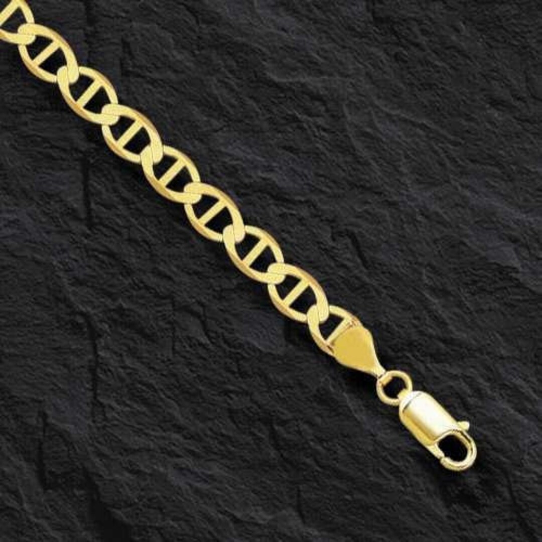 10k Solid Yellow Gold Anchor Mariner Chain/necklace 4.5 MM 7.5 - Etsy