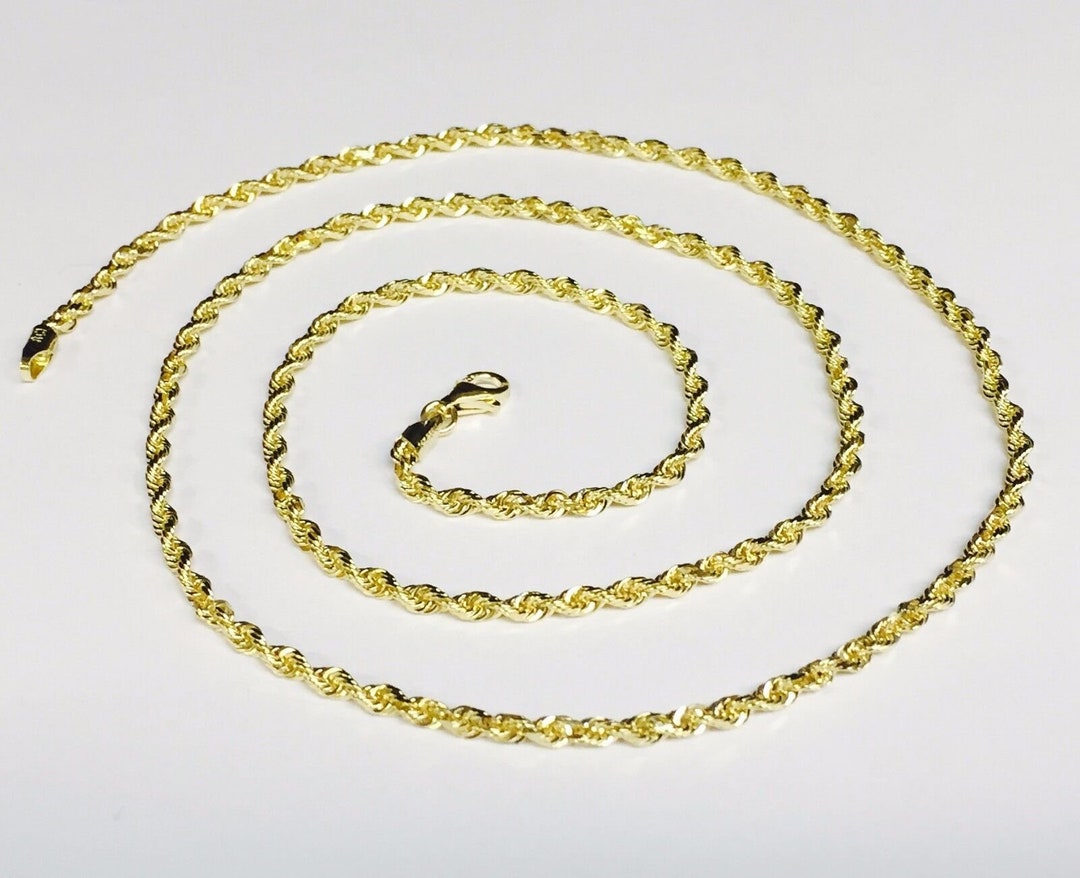 14k Solid Gold Diamond Cut Rope Pendant Chain Necklace 20 2.75 Mm 11 Gr ...