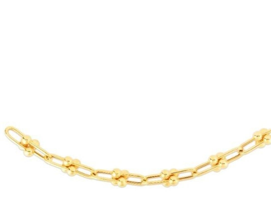14k Yellow Gold PAPERCLIP JAX Link Chain Bracelet 7.5 Inch 9.7 Grams 5 ...