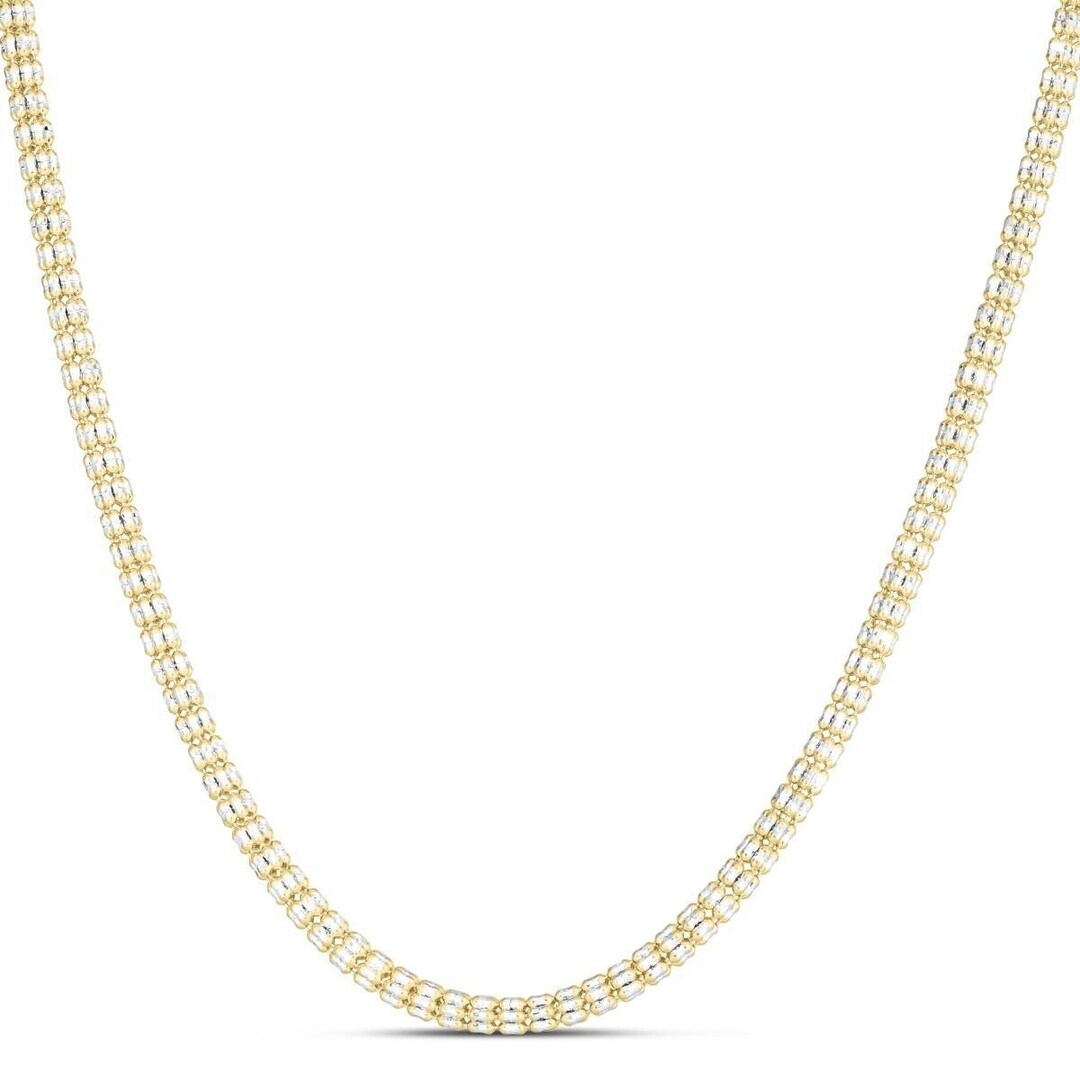14k Two Tone Gold 22 3.2MM Sparkle Ice Link Chain - Etsy