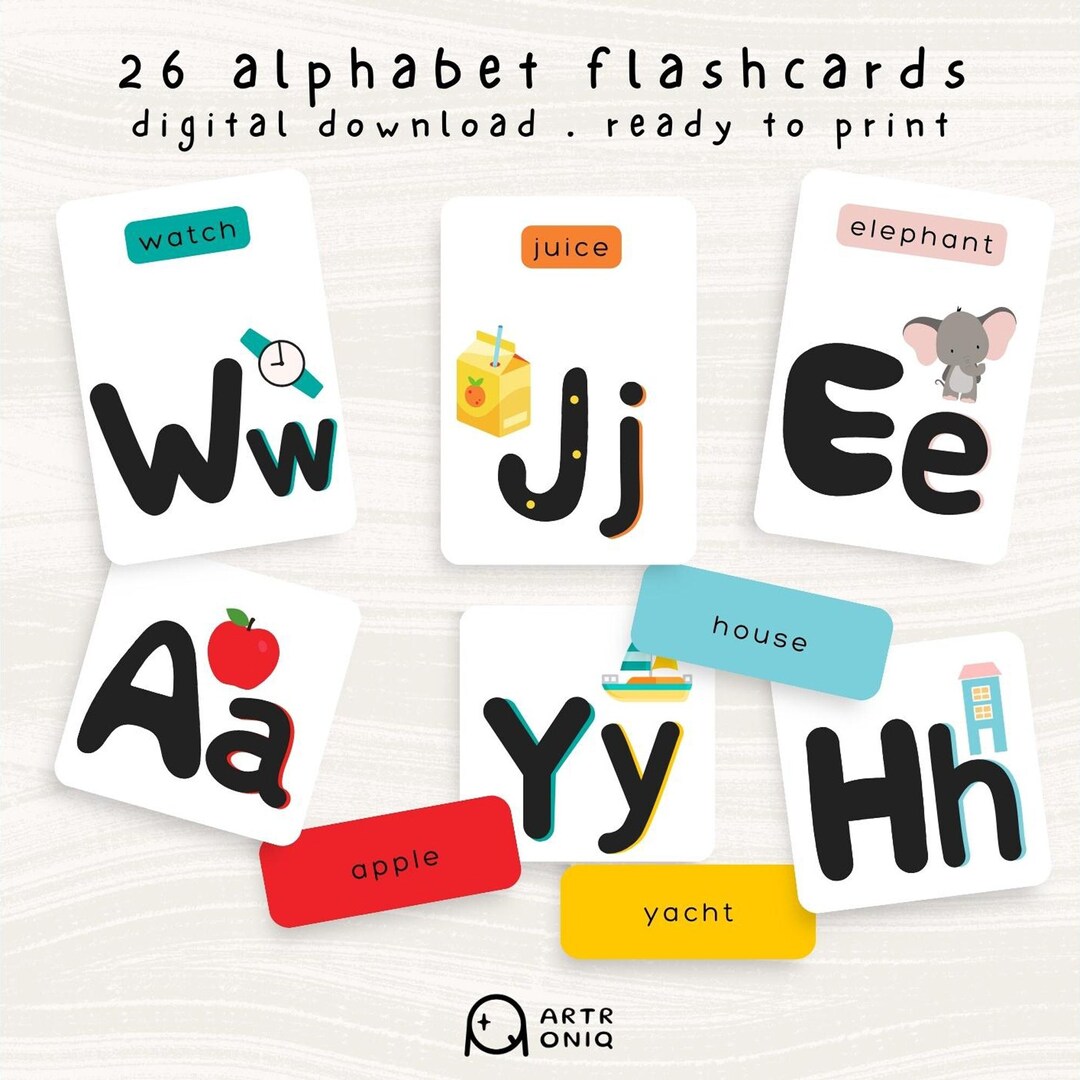26 Alphabet Flash Cards Montessori Learning Preschool - Etsy