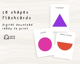 Numbers & Shapes Flashcards Printable Flashcards Preschool - Etsy