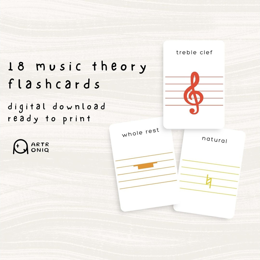 18 Music Theory Flash Cards Montessori Learning Preschool - Etsy