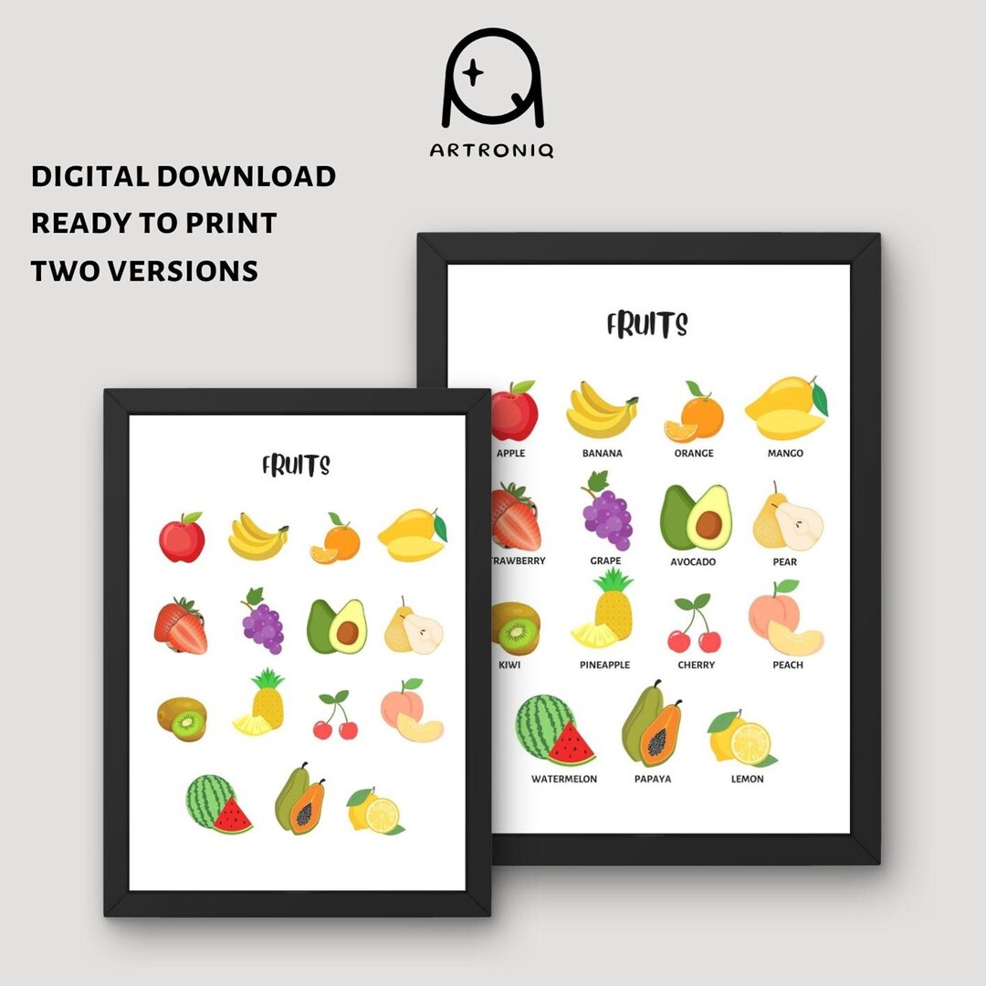 Fruits Poster Educational Print Printable Wall Art - Etsy