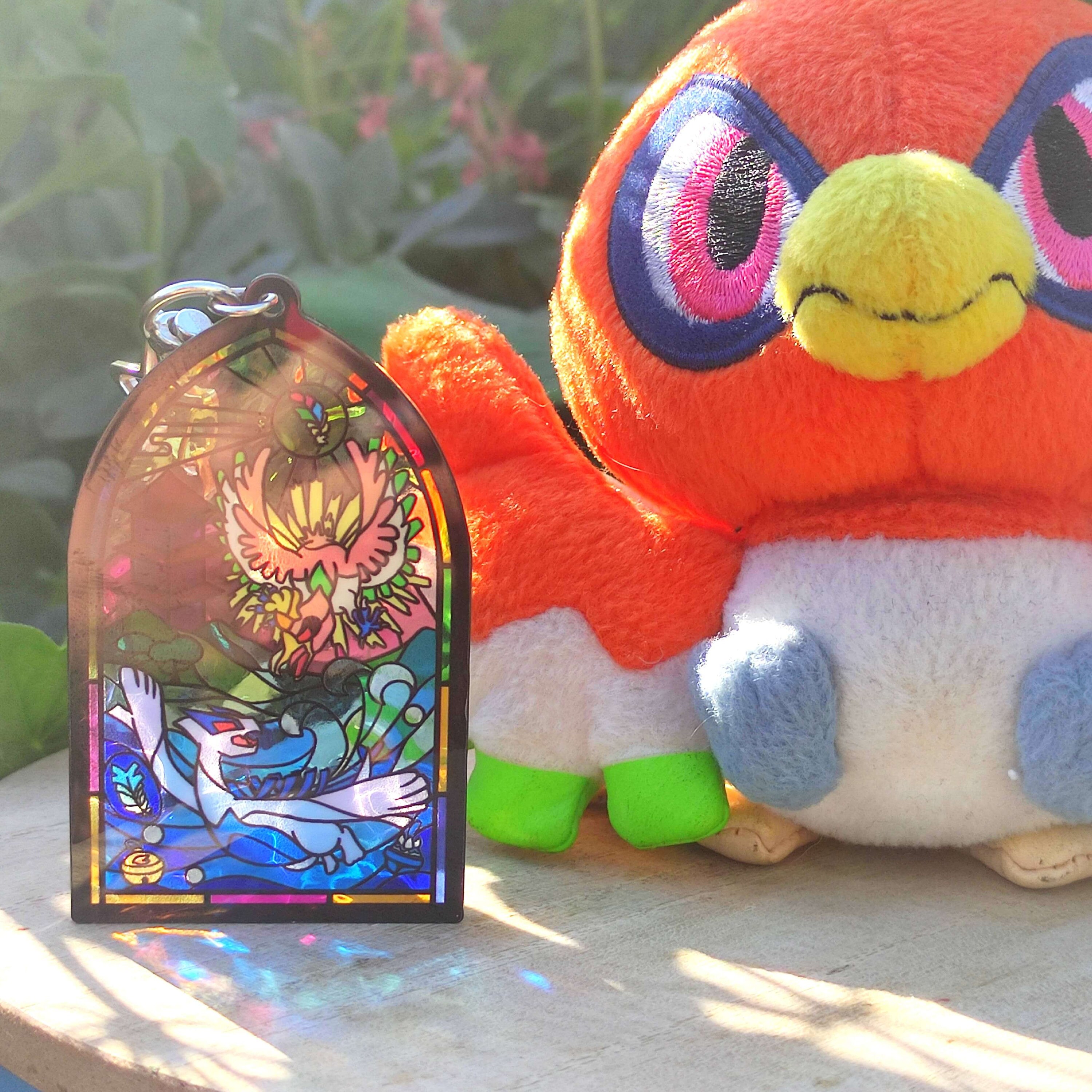 Pokemon Lugia and Ho-oh Tower Duo Stained Glass Wavy Acrylic Keychain ...