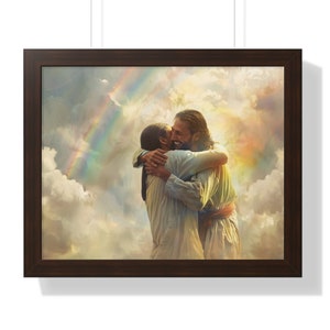 Celestial Framed Horizontal Poster | Heavenly Hug | Jesus Art | Jesus ...
