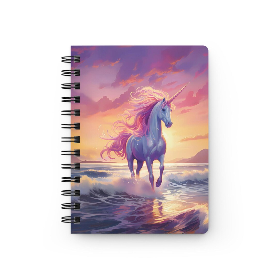 Unicorn on the Beach Spiral Bound Journal - 5x7 Travel Size Journal for ...