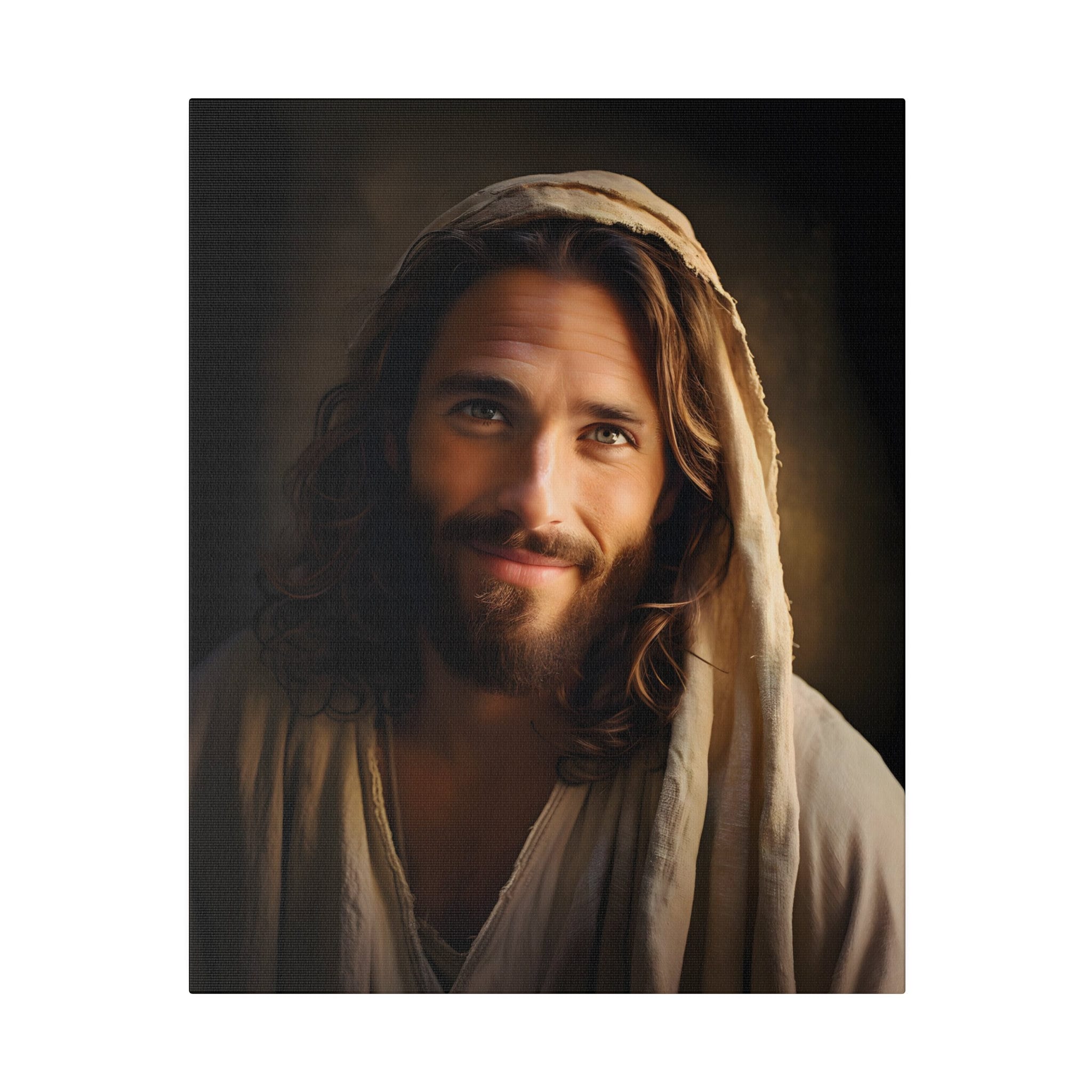 Smiling Jesus Portrait Matte Canvas | Christian Wall Art - Etsy