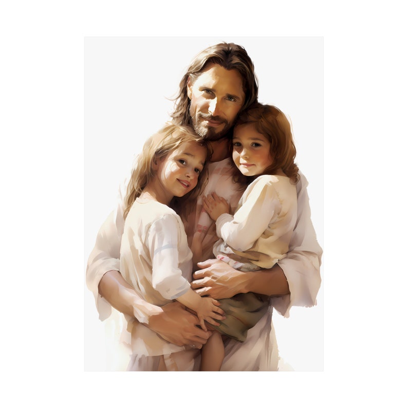Jesus Holding Two Children Poster Unframed Vertical Poster Jesus Christ ...