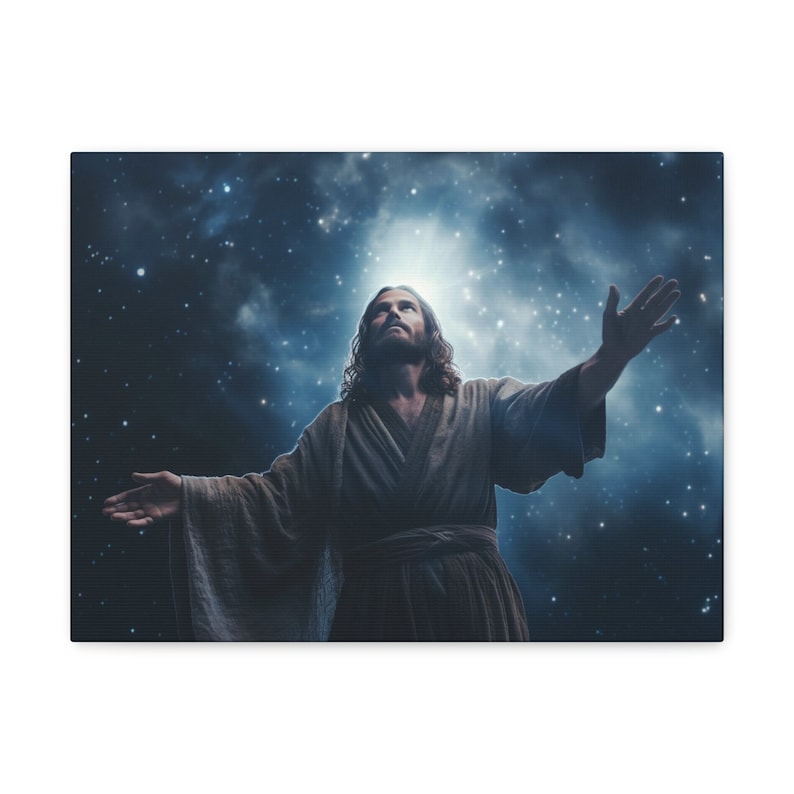 Jesus Art Canvas Jesus Under the Stars Christian Art AI Art Pastor Gift ...