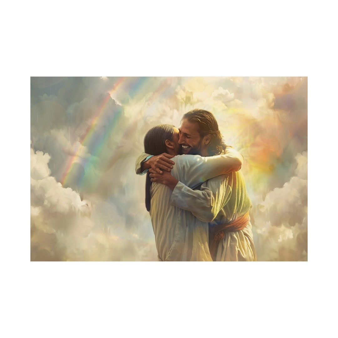 Celestial Artwork | Unframed Horizontal Poster | "heavenly Hug" | Jesus ...