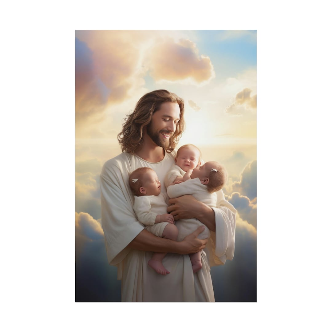 Jesus Holding Triplets Art – Christian AI Vertical Poster - Etsy