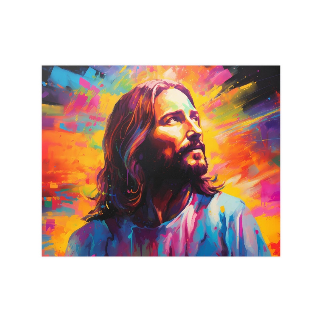 Technicolor Jesus Art Poster – Psychedelic Christian Illustration - Etsy