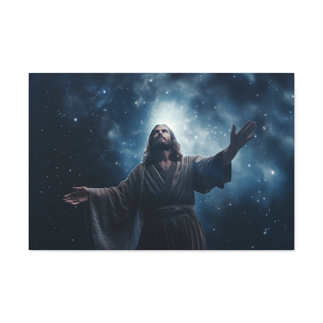 Jesus Art Canvas - Jesus Under the Stars - Christian Art - AI Art ...