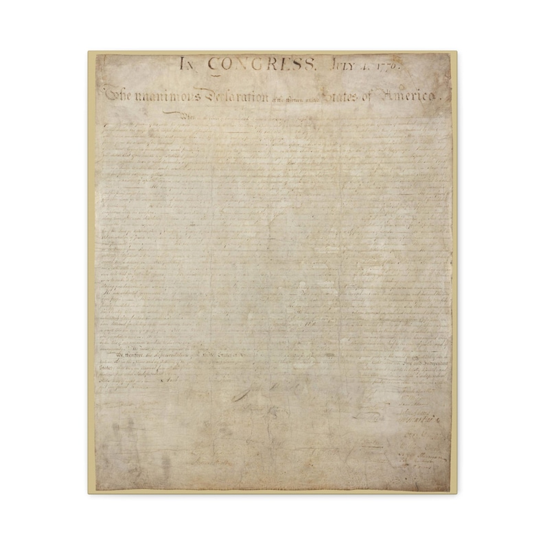 Canvas Print, Declaration of Independence, Patriotic Wall Art, Founding ...