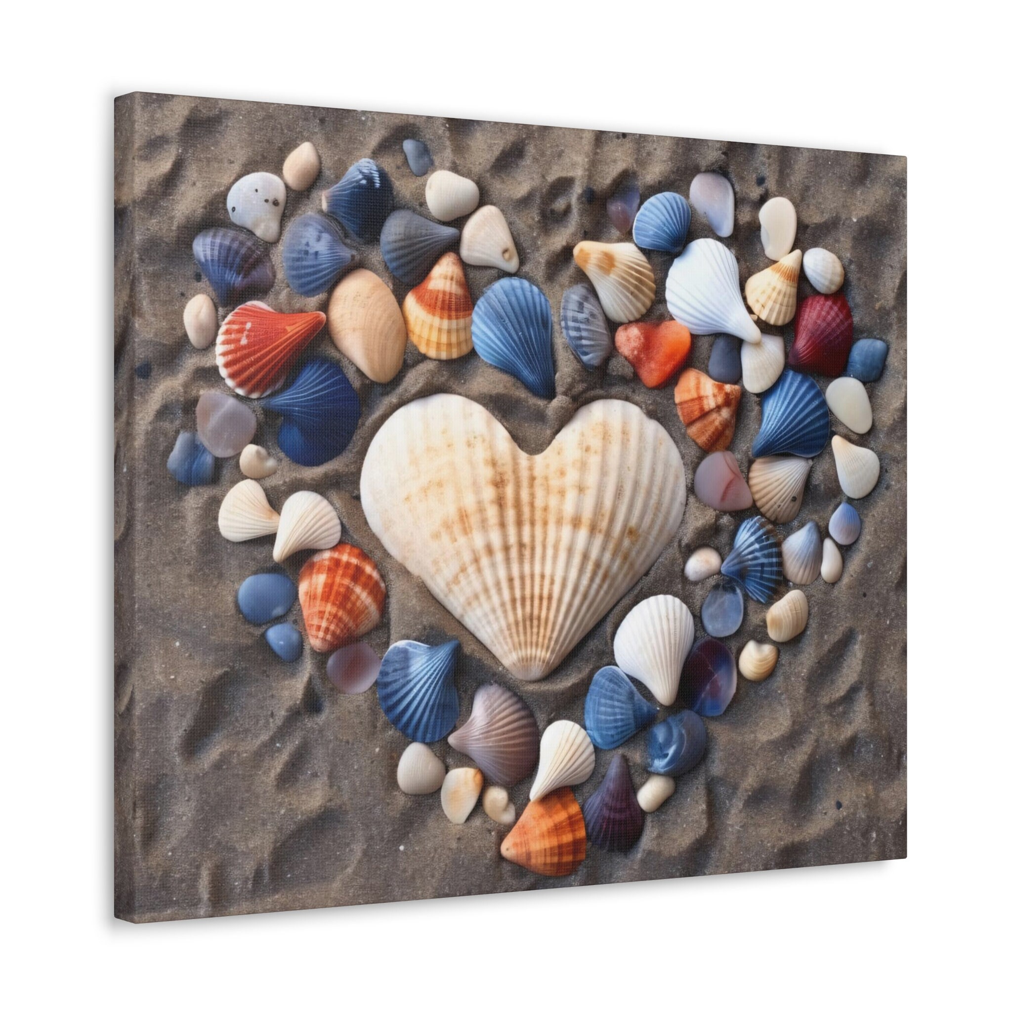 Heart-shaped Seashells Canvas Gallery Wrap Heart-shaped Seashells on a ...