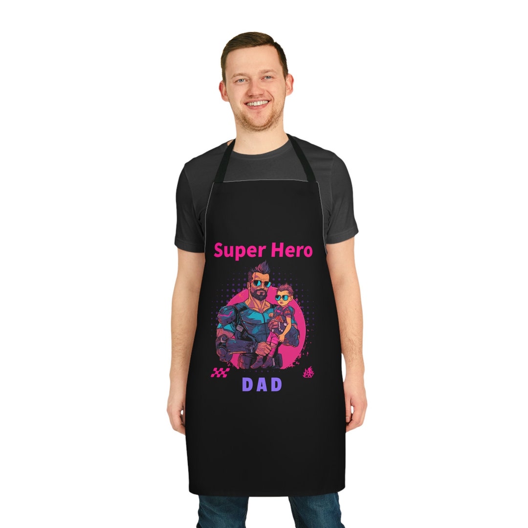 Super Hero Dad Apron Retro 1980s Cyberpunk Style Father's Day Gift for ...