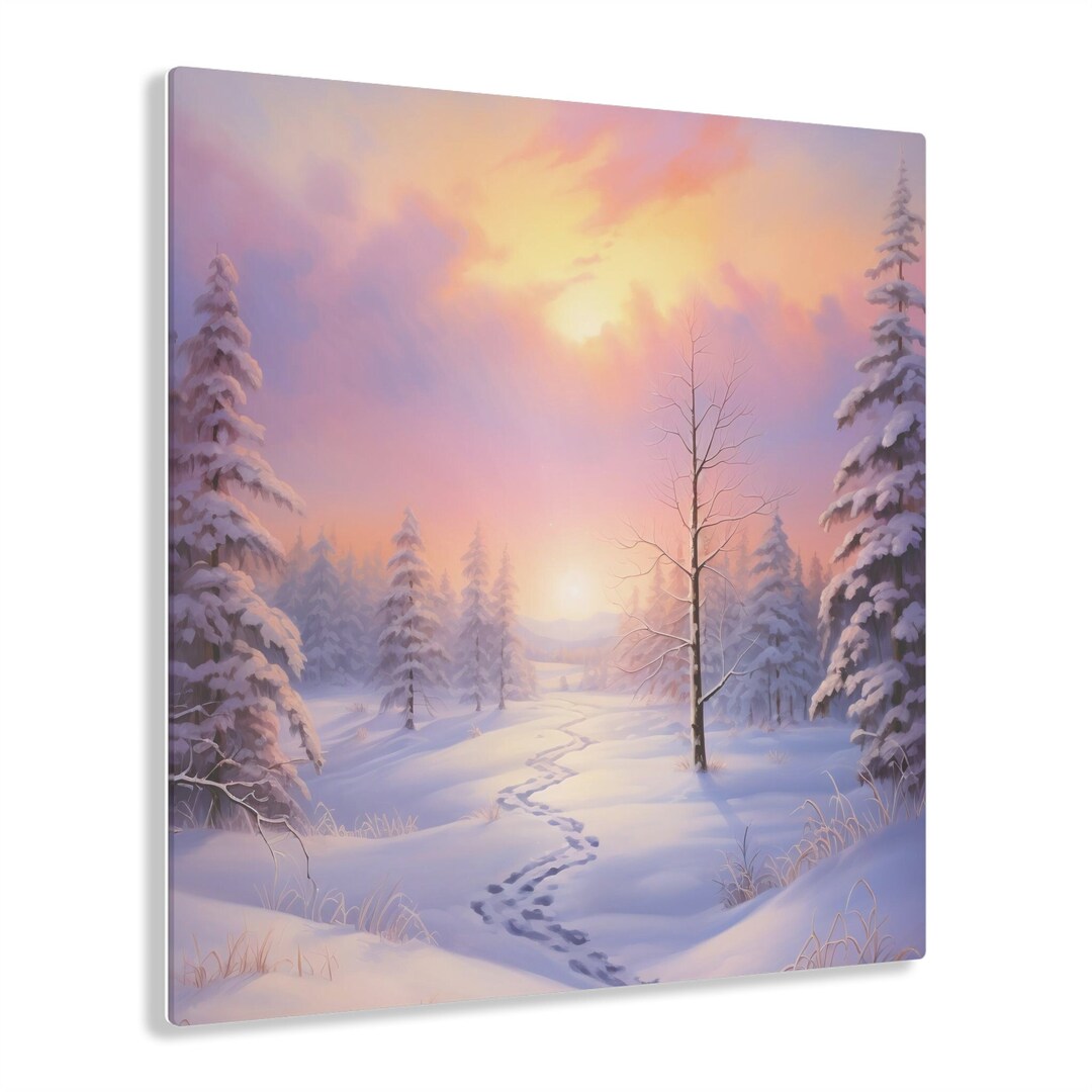 Footprints in the Snow Acrylic Print | Winter Landscape Wall Art ...