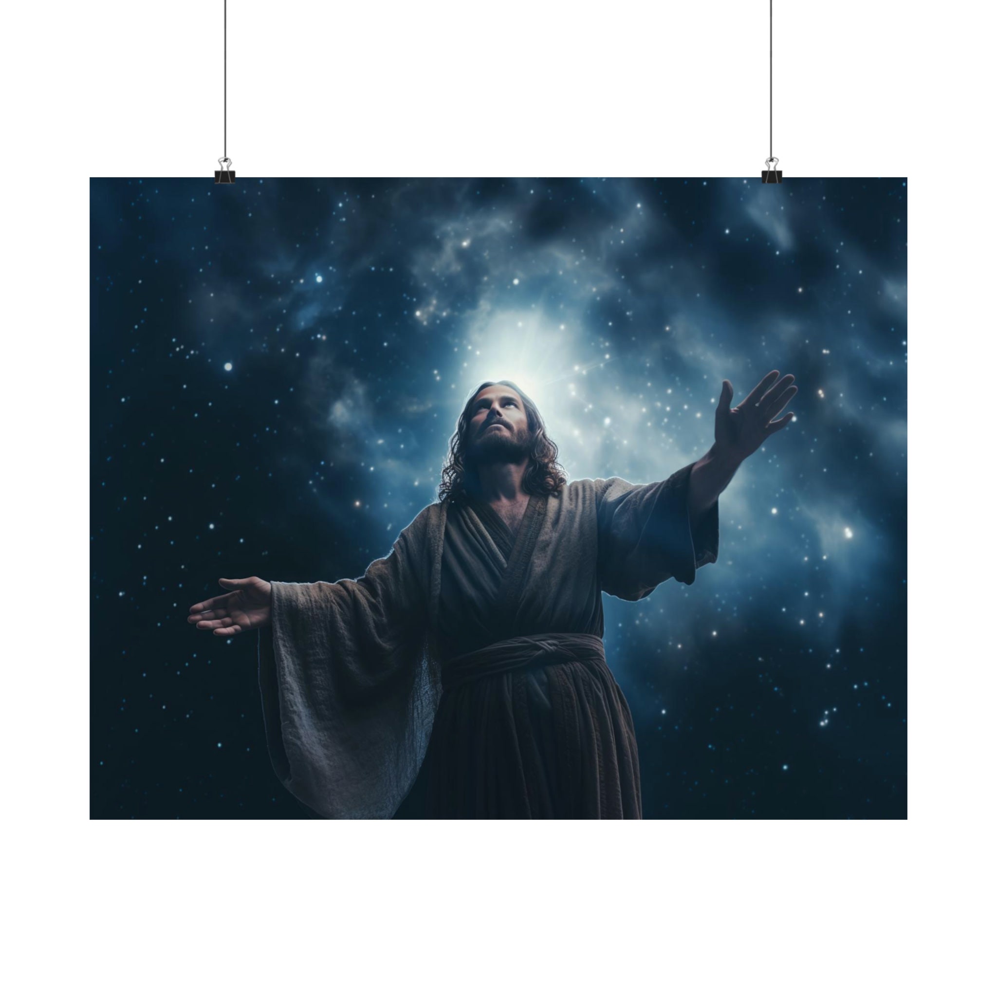 Jesus Art Poster Jesus Under the Stars Unframed Poster Christian Art AI ...