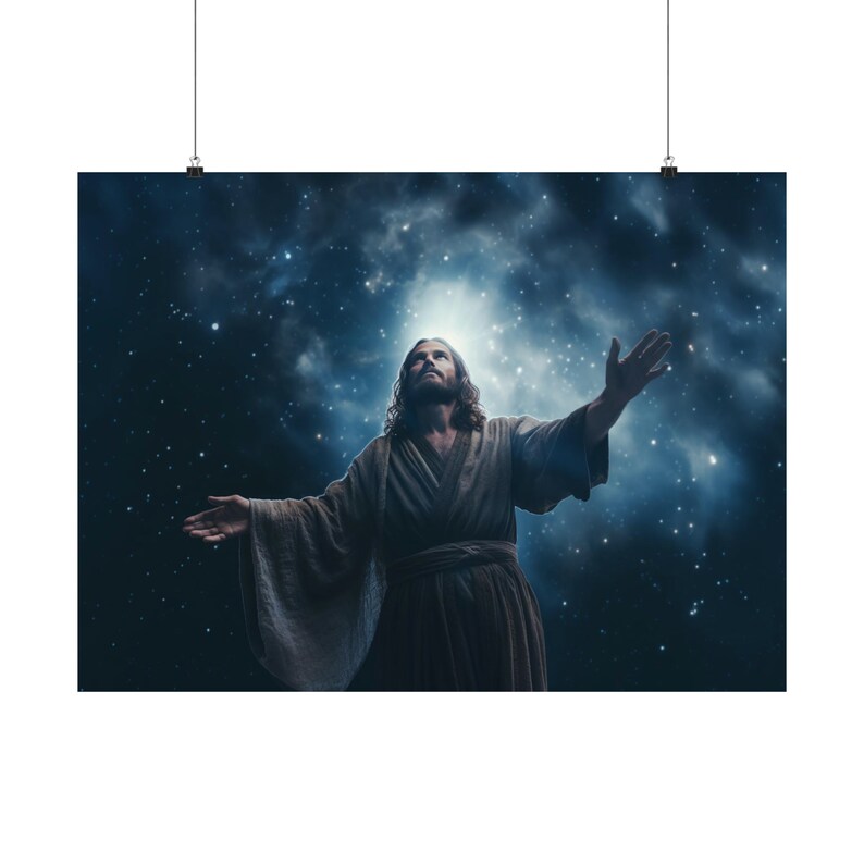 Jesus Under Stars Poster – Christian AI Art, Unframed - Etsy