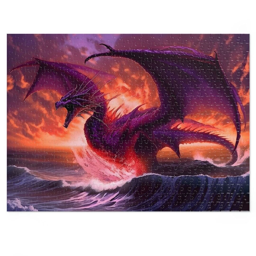 Dragon Jigsaw Puzzle AI Imaging Purple Dragon of the Sea Fantasy ...