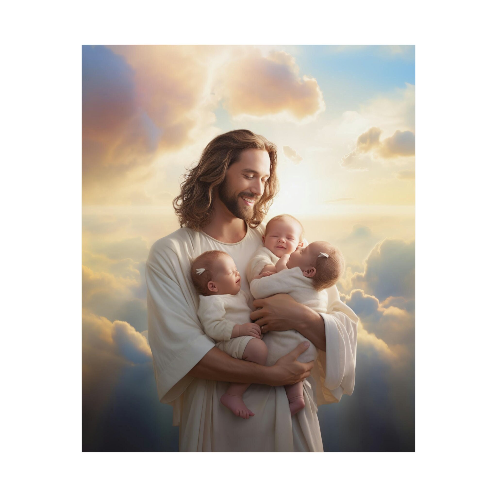 Jesus Holding Triplets Poster Unframed Vertical Poster Jesus Holding ...