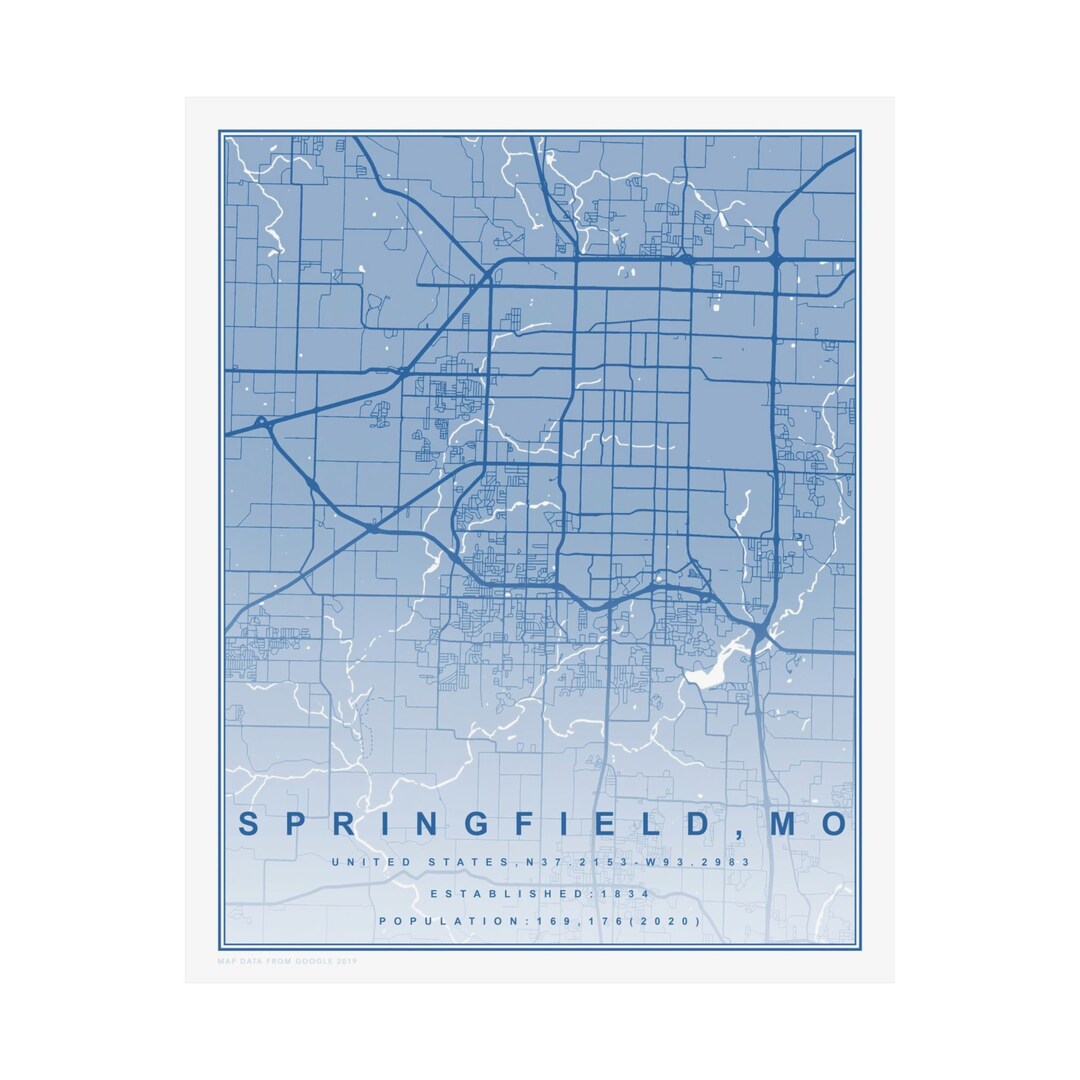 Springfield, Missouri Map Print Matte Vertical Poster City Map Poster ...