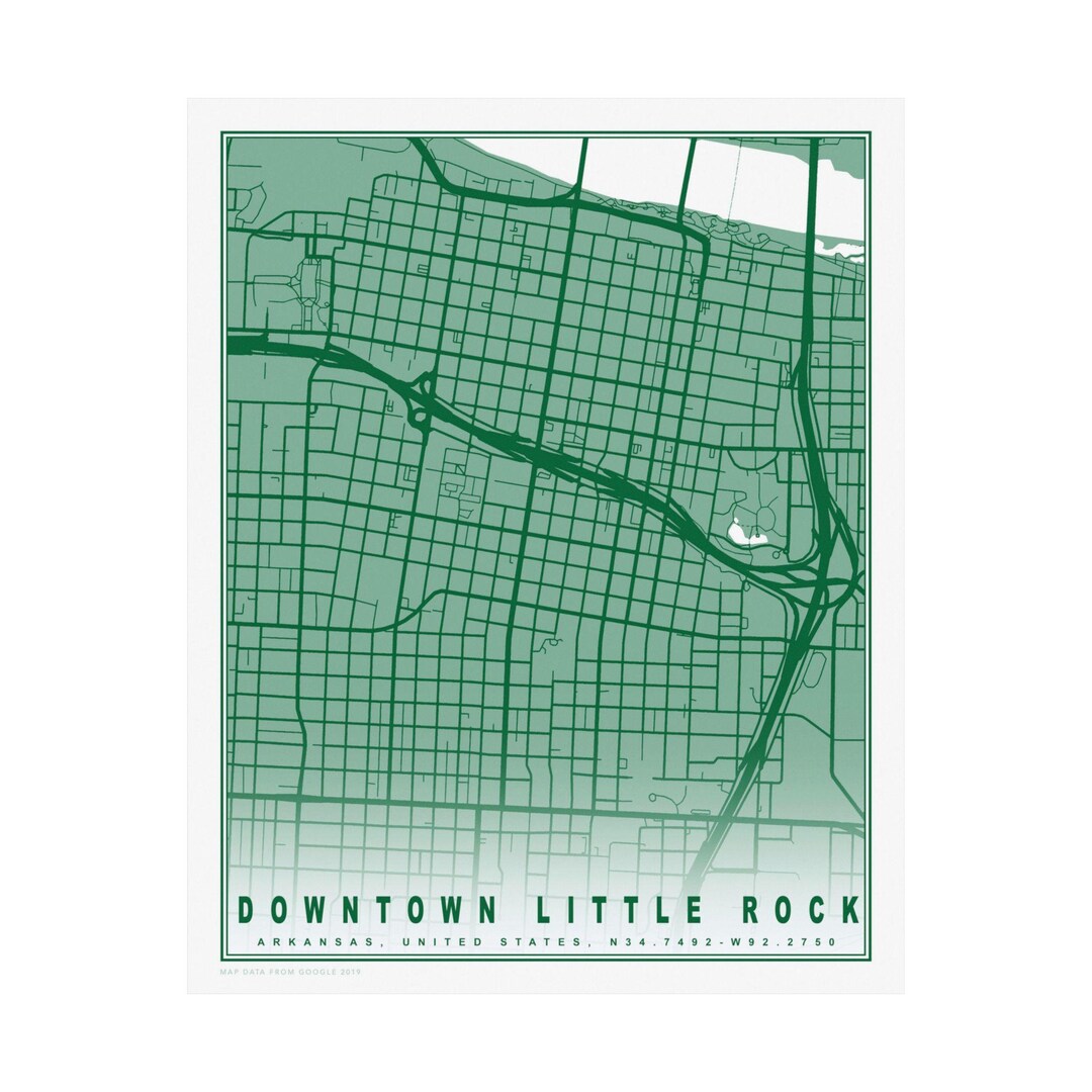 Downtown Little Rock Map Print | Matte Vertical Unframed Poster ...