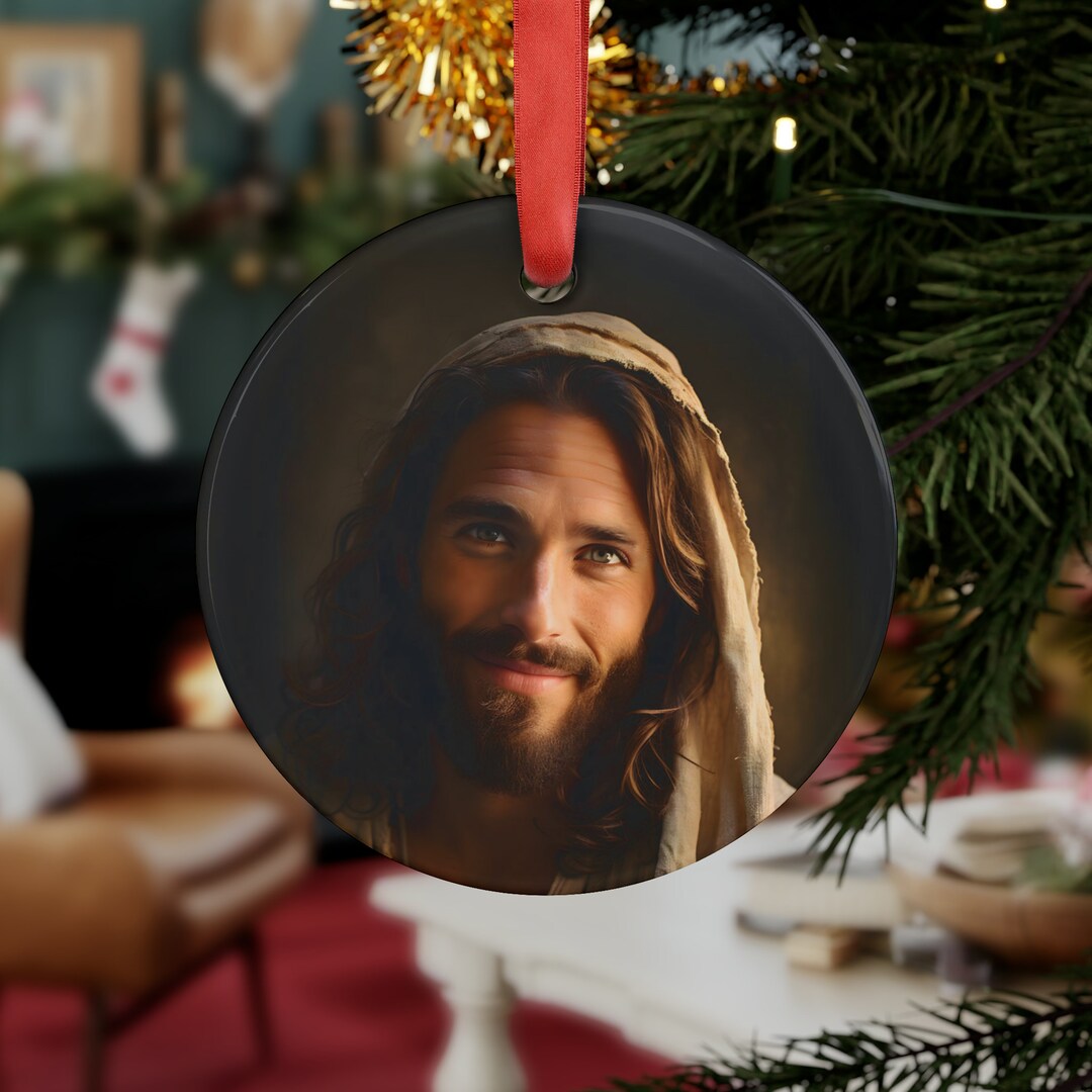 Smiling Jesus Ornament Acrylic Ornament With Ribbon Christmas Tree ...