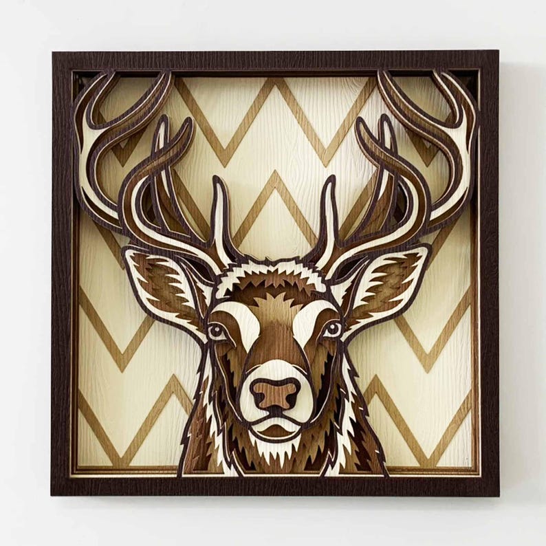 3D Stag/ Deer Layered SVG: Laser Cut Wild Animal Wall Art (digital ...