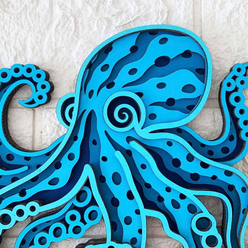 Octopus 3D Mandala Laser Cut File: Sea Animal Wall Art (digital ...