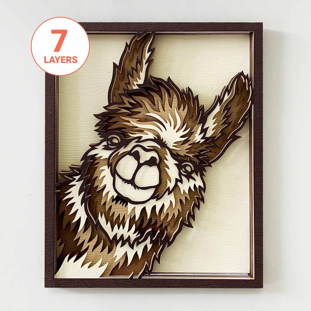 3D Peeking Llama Layered SVG: Laser Cut Farm Animal Wall Art (digital ...