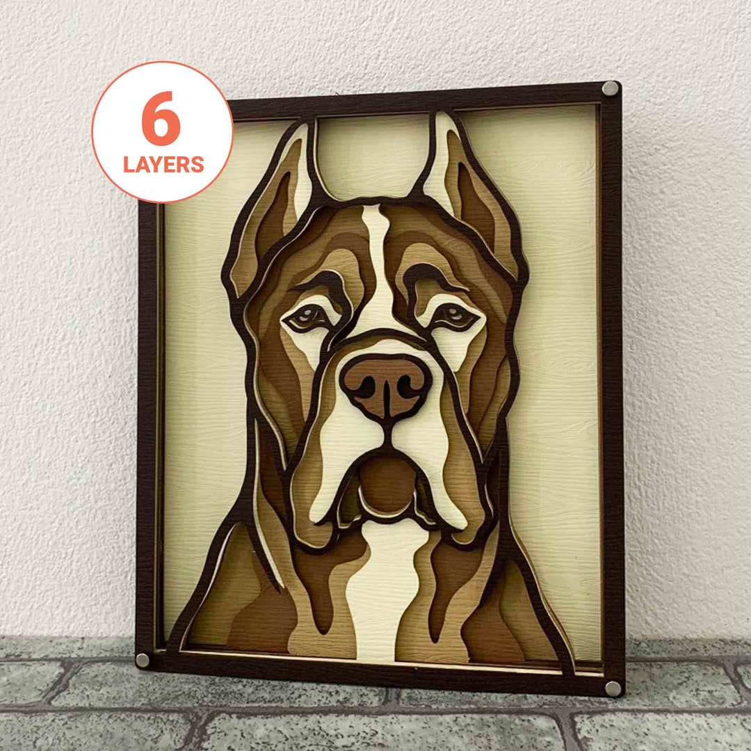 Cane Corso 3D découpé au laser SVG/ SVG calque 3D chien pour bois/ Art ...