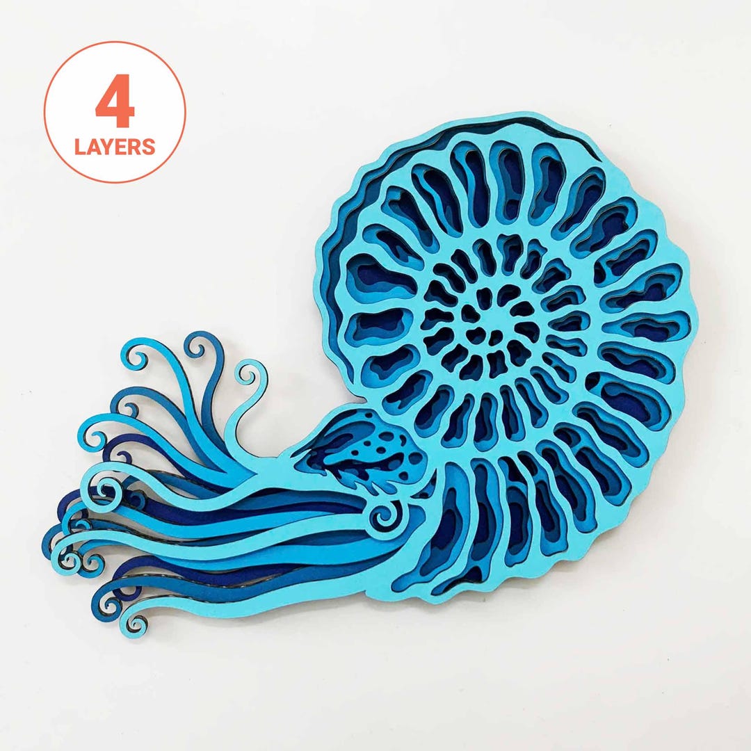 Nautilus 3D Mandala Laser Cut File: Sea Animal Wall Art (digital ...