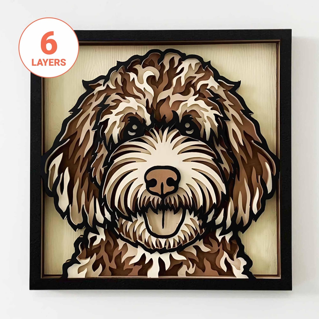 Labradoodle 3D Layered SVG: Laser Cut Dog Wall Art (digital Download ...