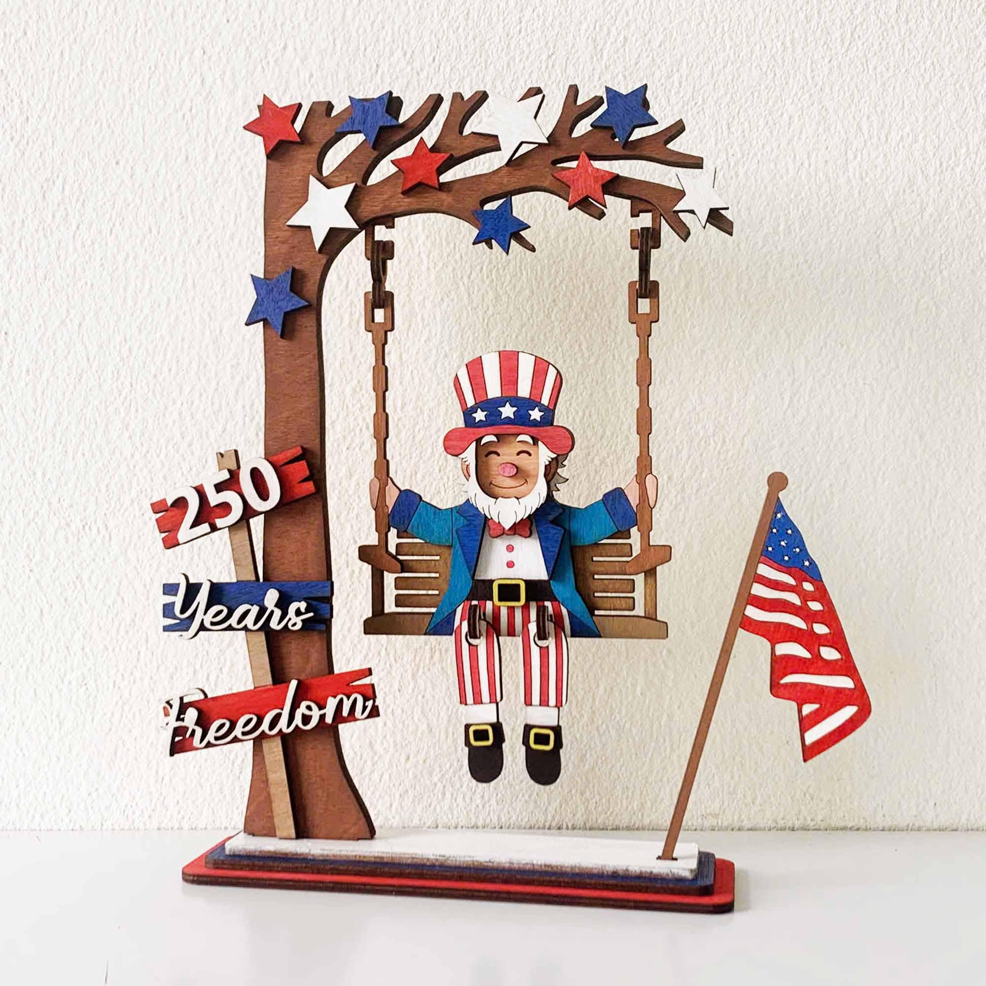 Uncle Sam on Swing 3D Laser Cut File: Patriot, Independence Day Decor ...